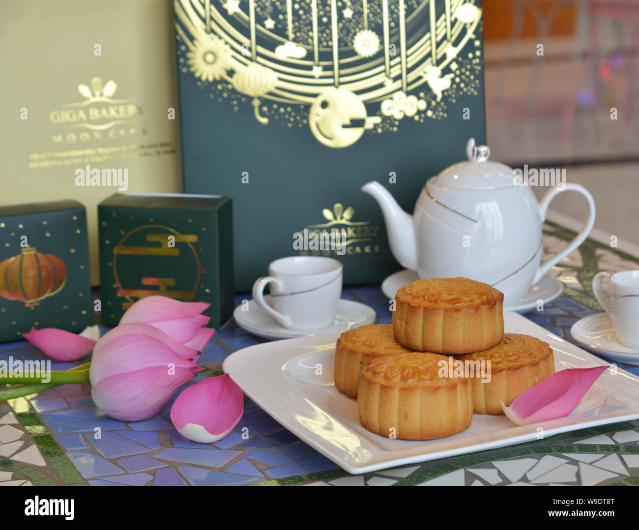 Saigon, Vietnam - Aug 6, 2019. Tasty moon cake with the box for sale at ...