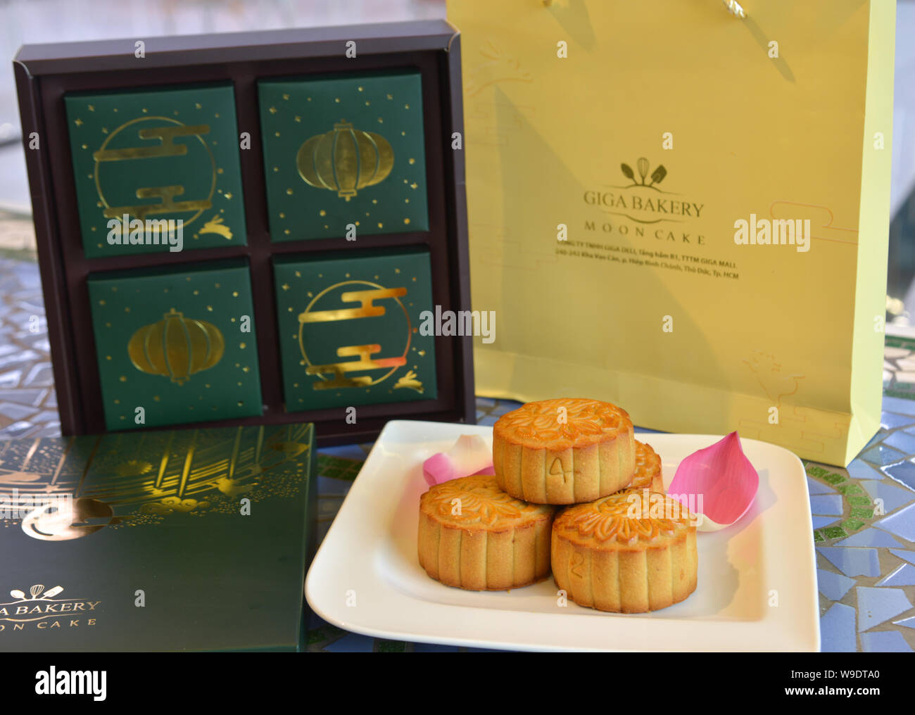 Saigon, Vietnam - Aug 6, 2019. Tasty moon cake with the box for sale at ...