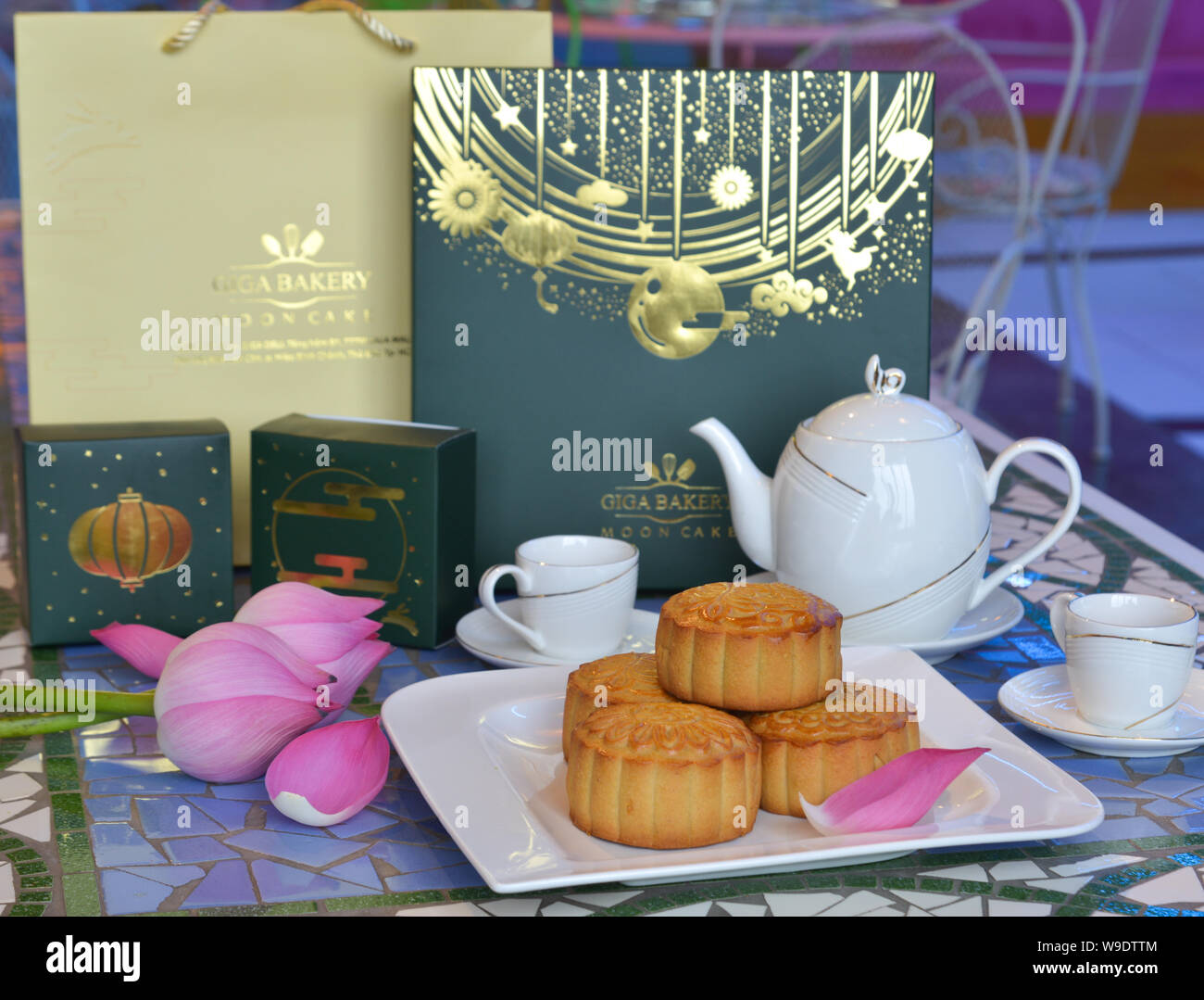 Saigon, Vietnam - Aug 6, 2019. Tasty moon cake with the box for sale at ...