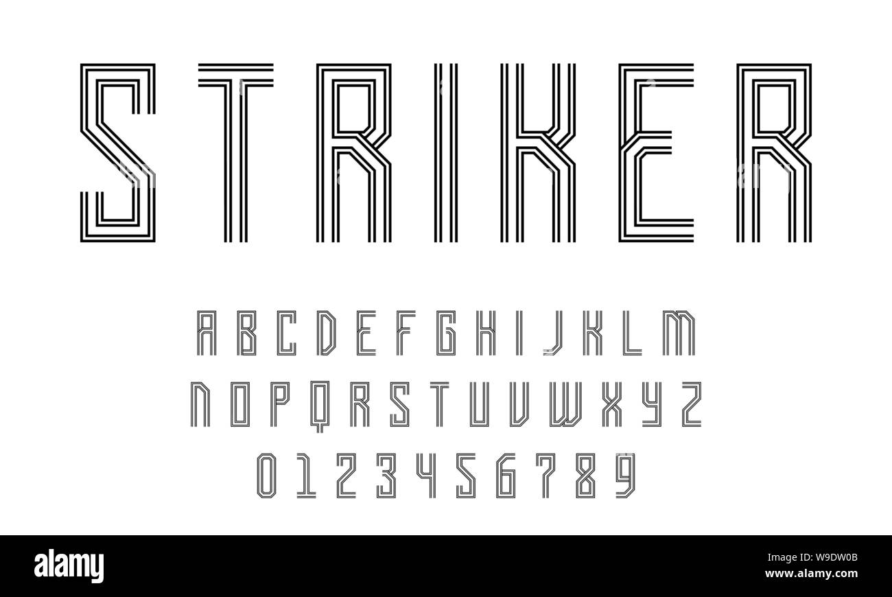 Set of alphabets font letters and numbers modern abstract design with ...