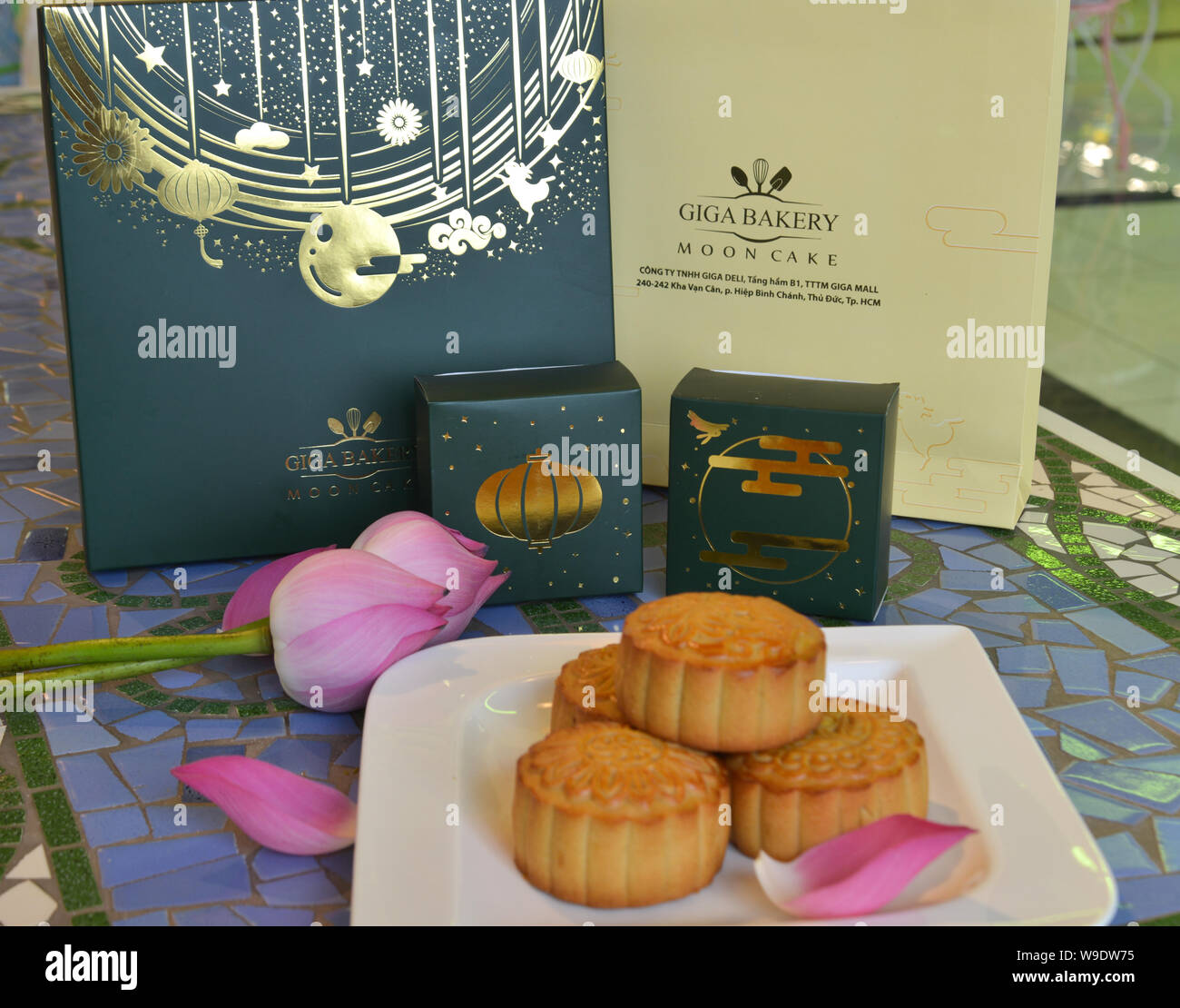 Saigon, Vietnam - Aug 6, 2019. Tasty moon cake with the box for sale at ...