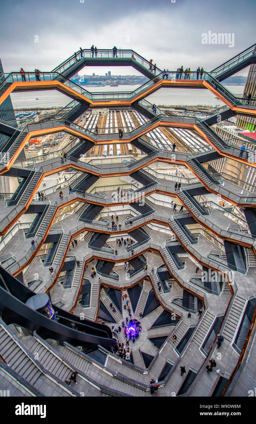 USA, New York City, Manhattan, Midtown, Hudson Yards, The Vessel Stock ...