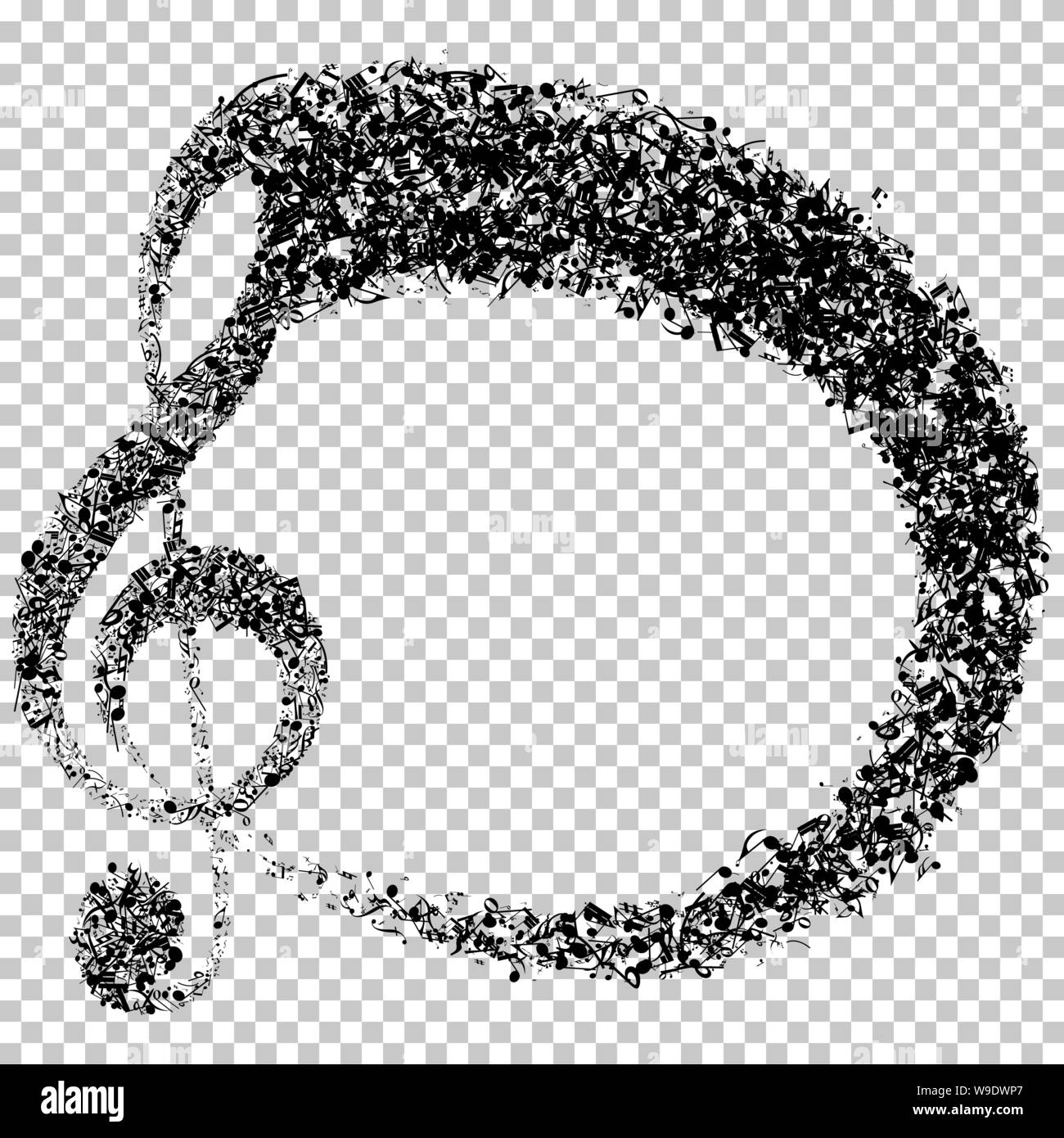Musical Notes Background. Transparency Grid Design. Vector Illustration ...