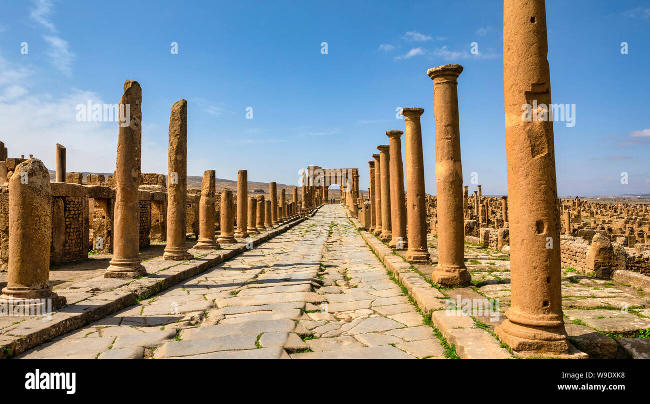 Algeria, Timgad City, Roman ruins of Timgad, UNESCO, (W.H.), Decumanus ...