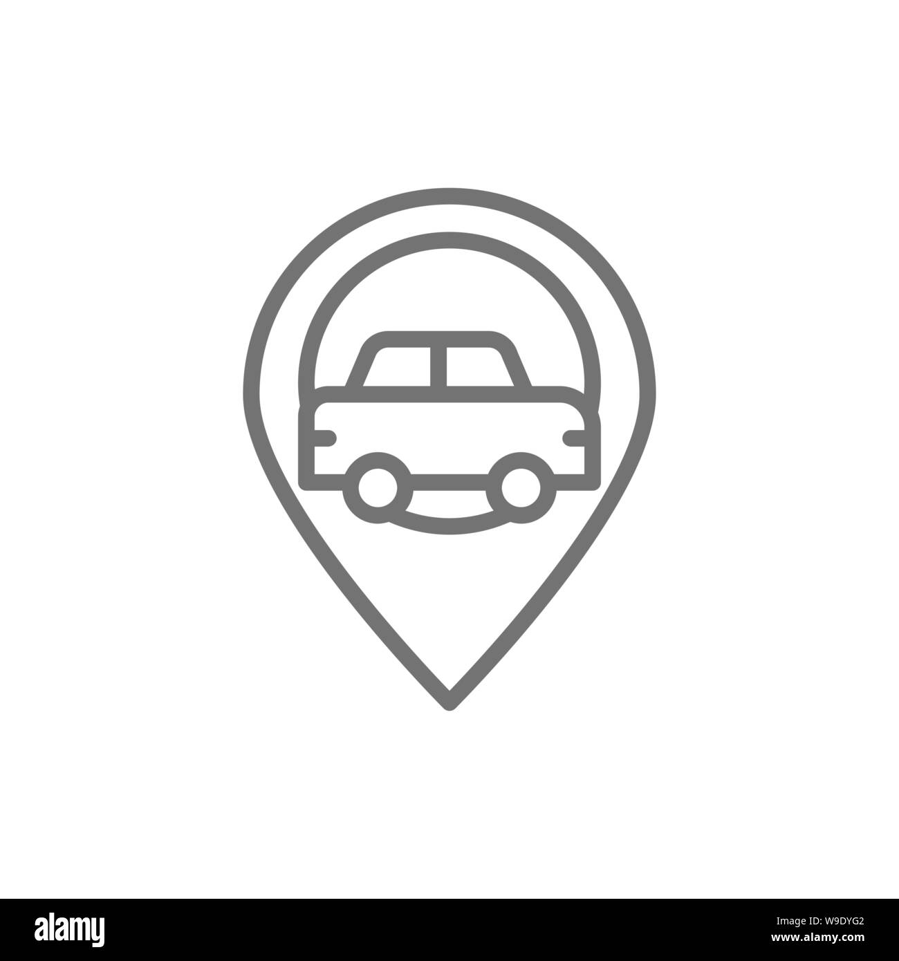 Car location, map pointer with taxi line icon Stock Vector Image & Art ...