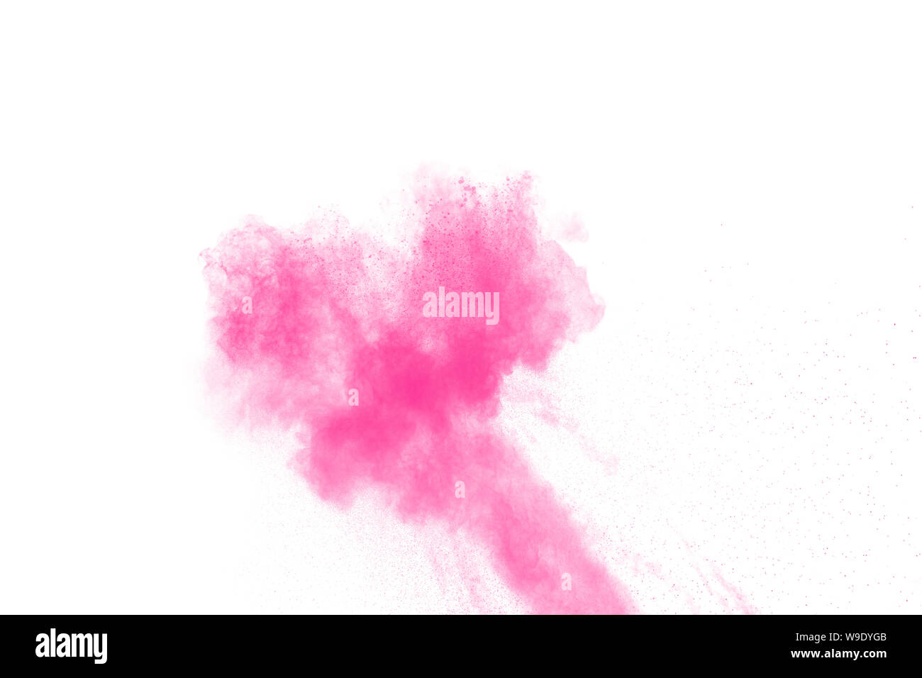 Abstract pink powder explosion on white background. Freeze motion of ...