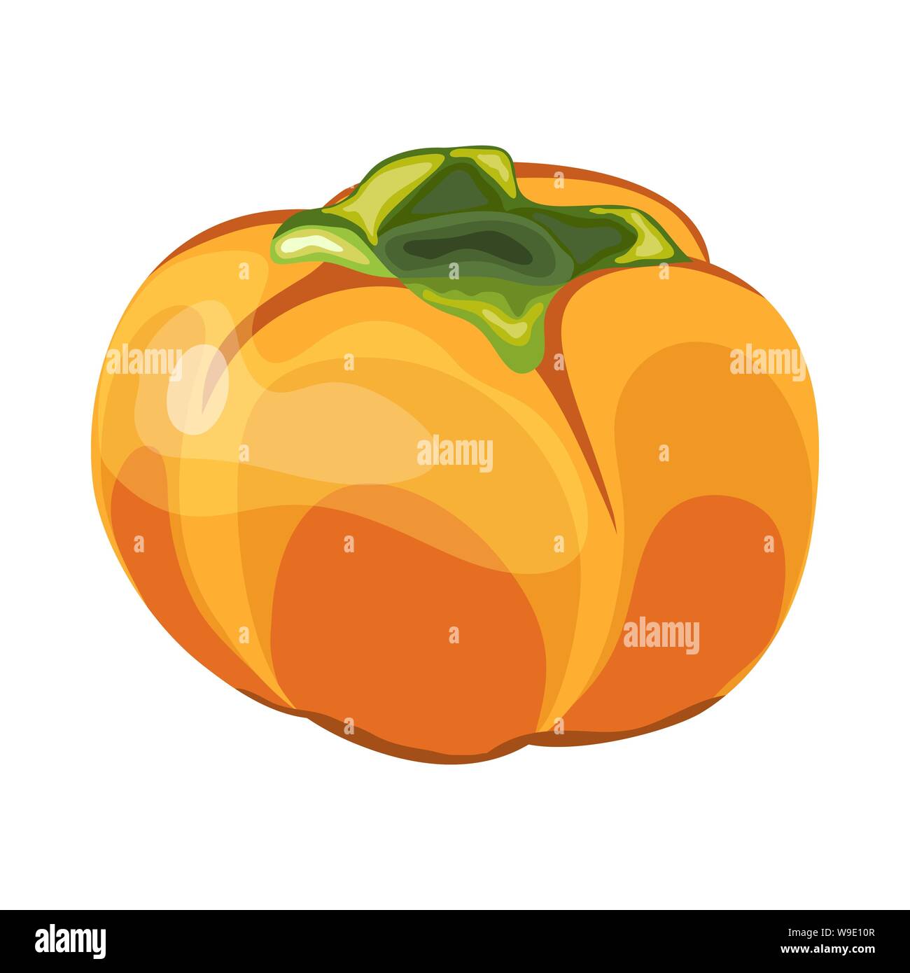 Fresh Persimmon. Cartoon Glossy Design. Vector Illustration Stock ...