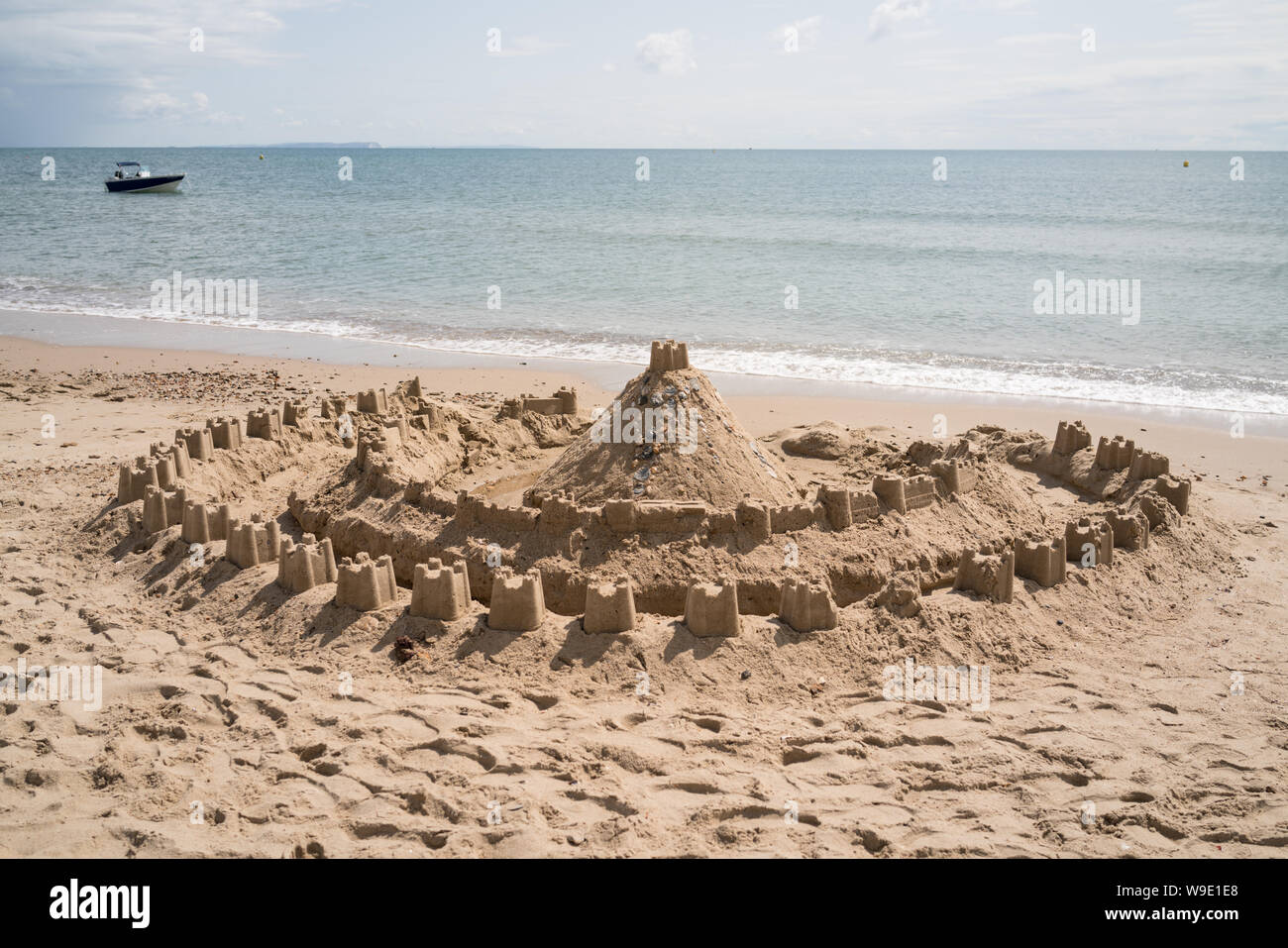 Big sandcastle on the beach at Sandbanks Stock Photo - Alamy