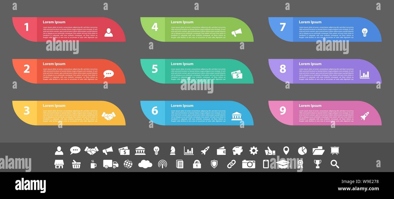 Infographic design business concept vector illustration with 9 steps or ...