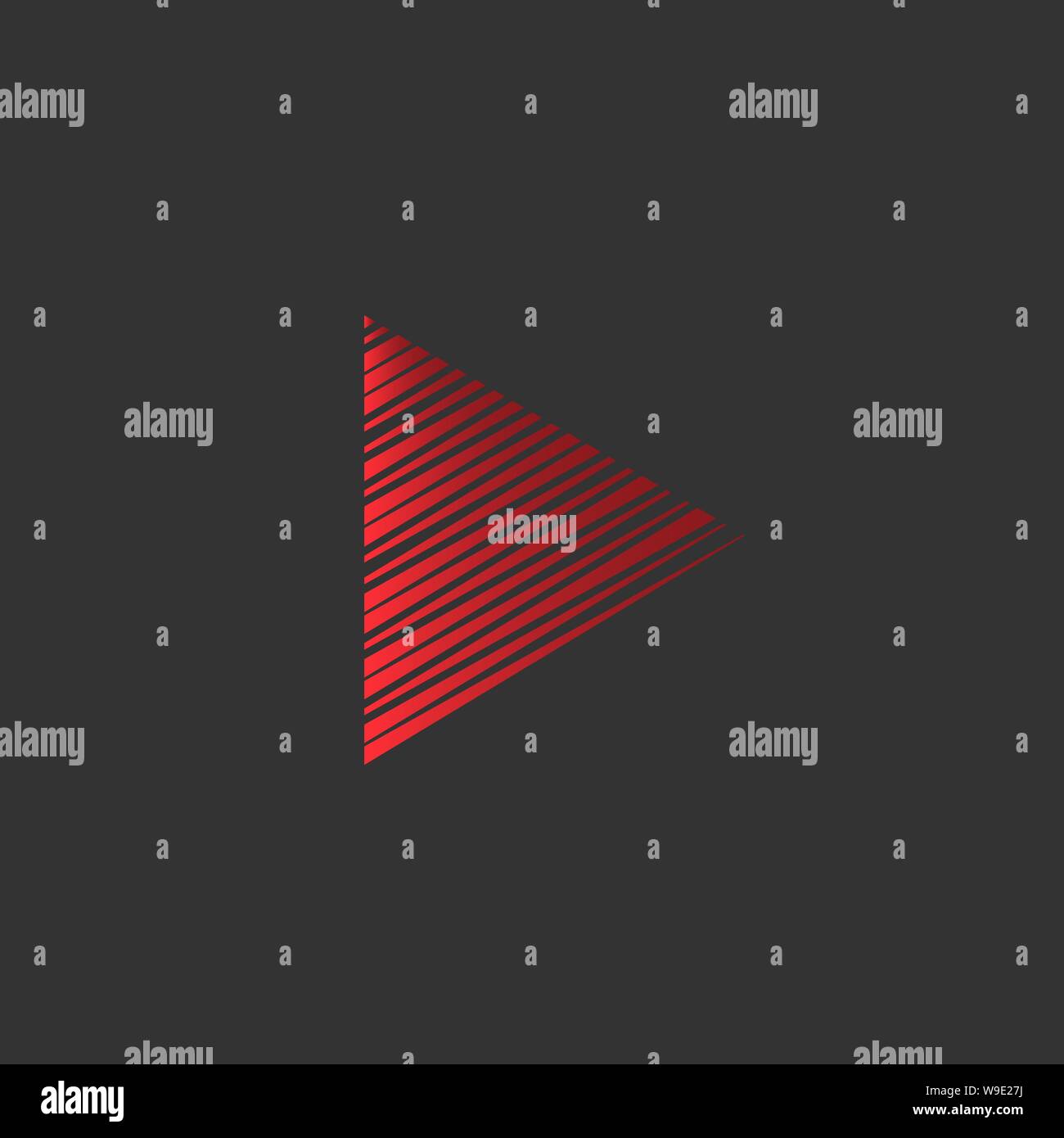 Play button. Red Triangle icon, multimedia button template Vector ...