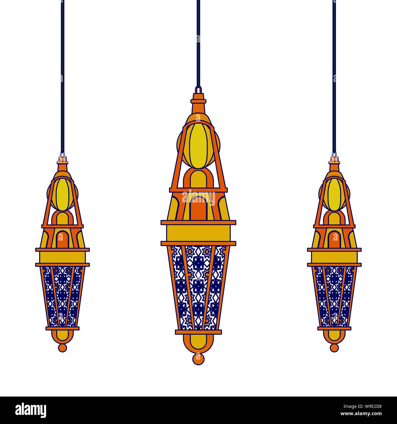 lanterns decoration festival lamps cartoon Stock Vector Image & Art - Alamy