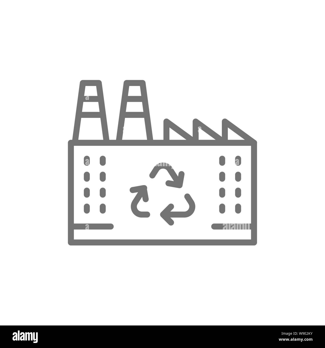 Waste recycling plant, garbage factory line icon Stock Vector Image ...