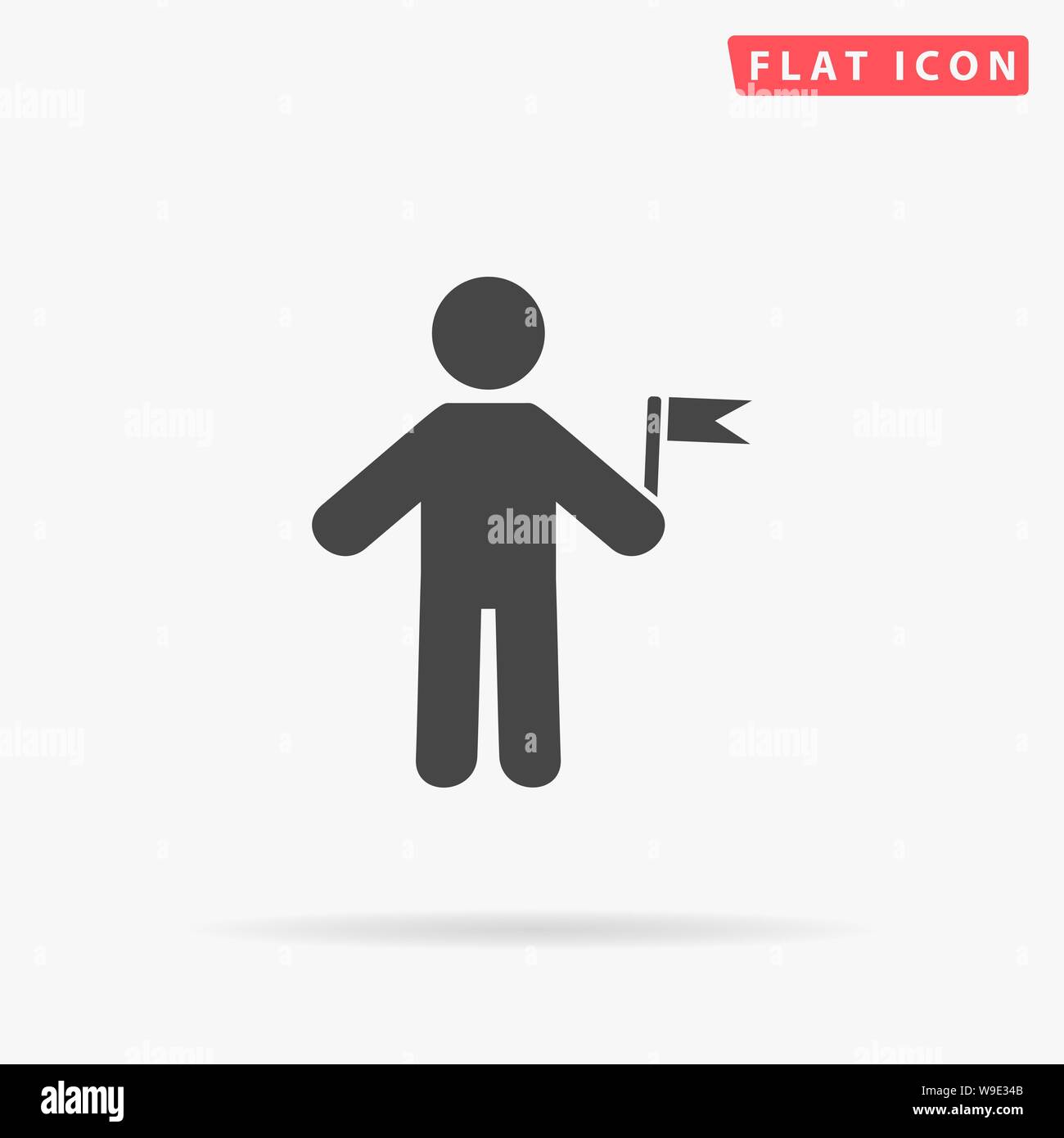 Man holding flag. Characters people. Flat design style minimal vector ...