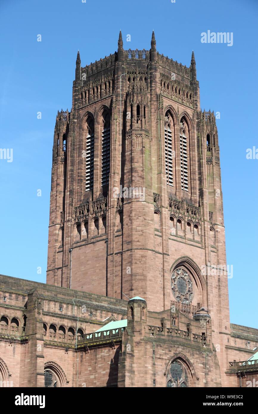 Liverpool Cathedral of the Church of England. Gothic Revival landmark ...