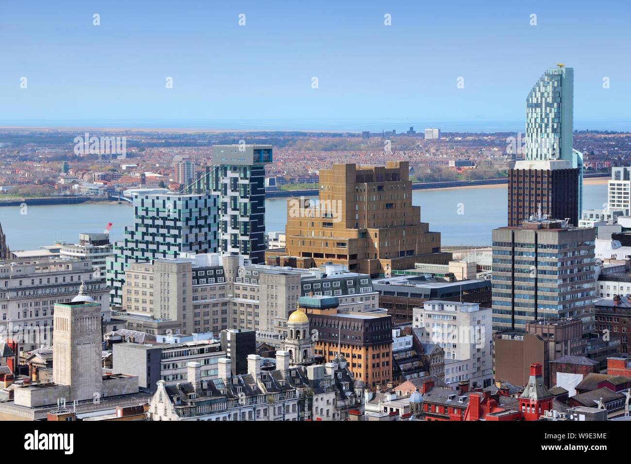Liverpool, United Kingdom. Aerial view of modern city architecture ...