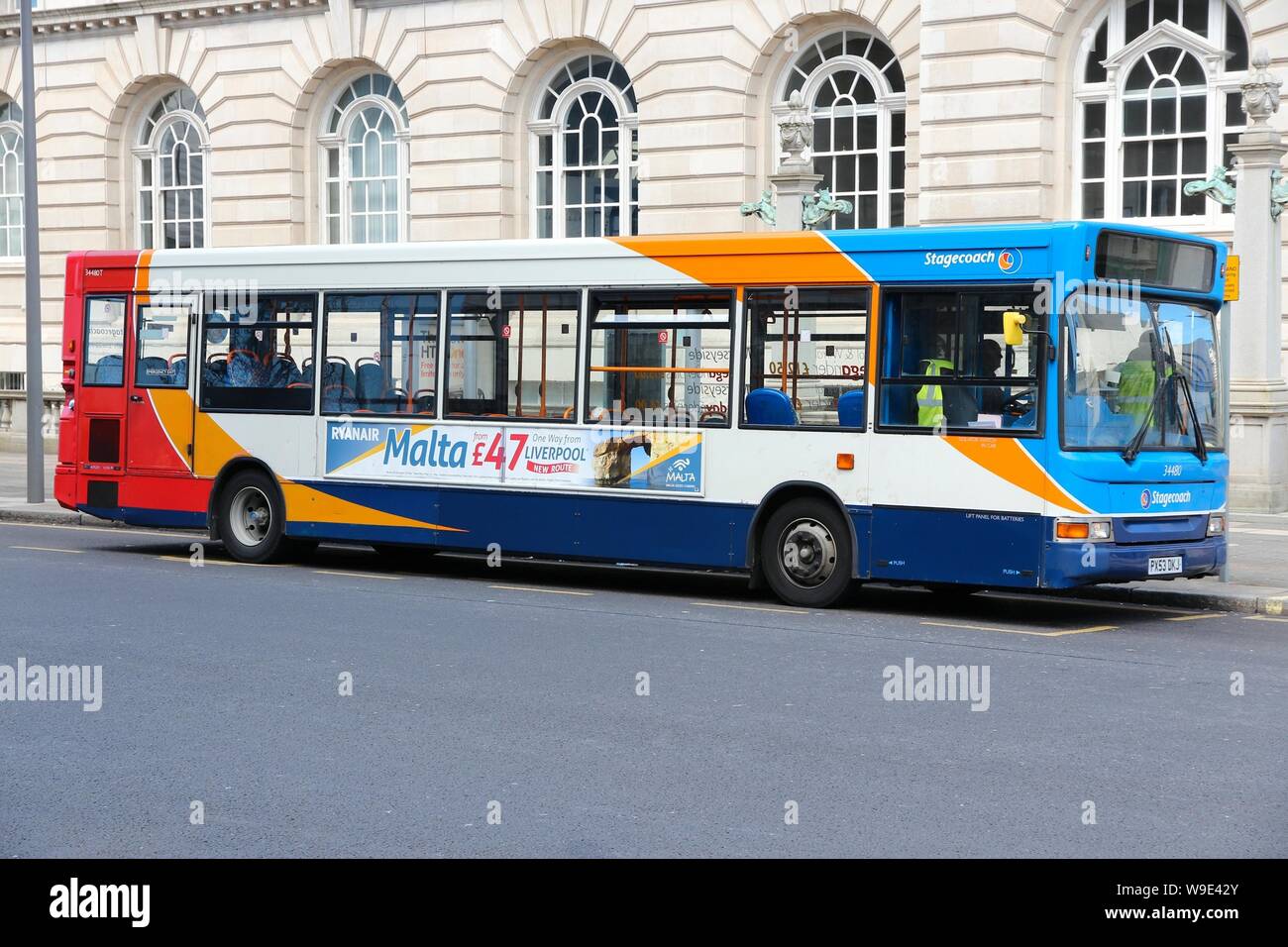 LIVERPOOL, UK - APRIL 20, 2013: Stagecoach city bus in Liverpool, UK ...