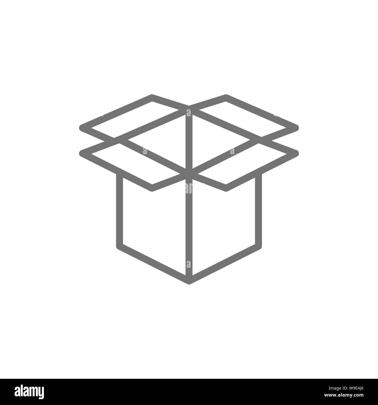 Open cardboard box, paper garbage line icon Stock Vector Image & Art ...