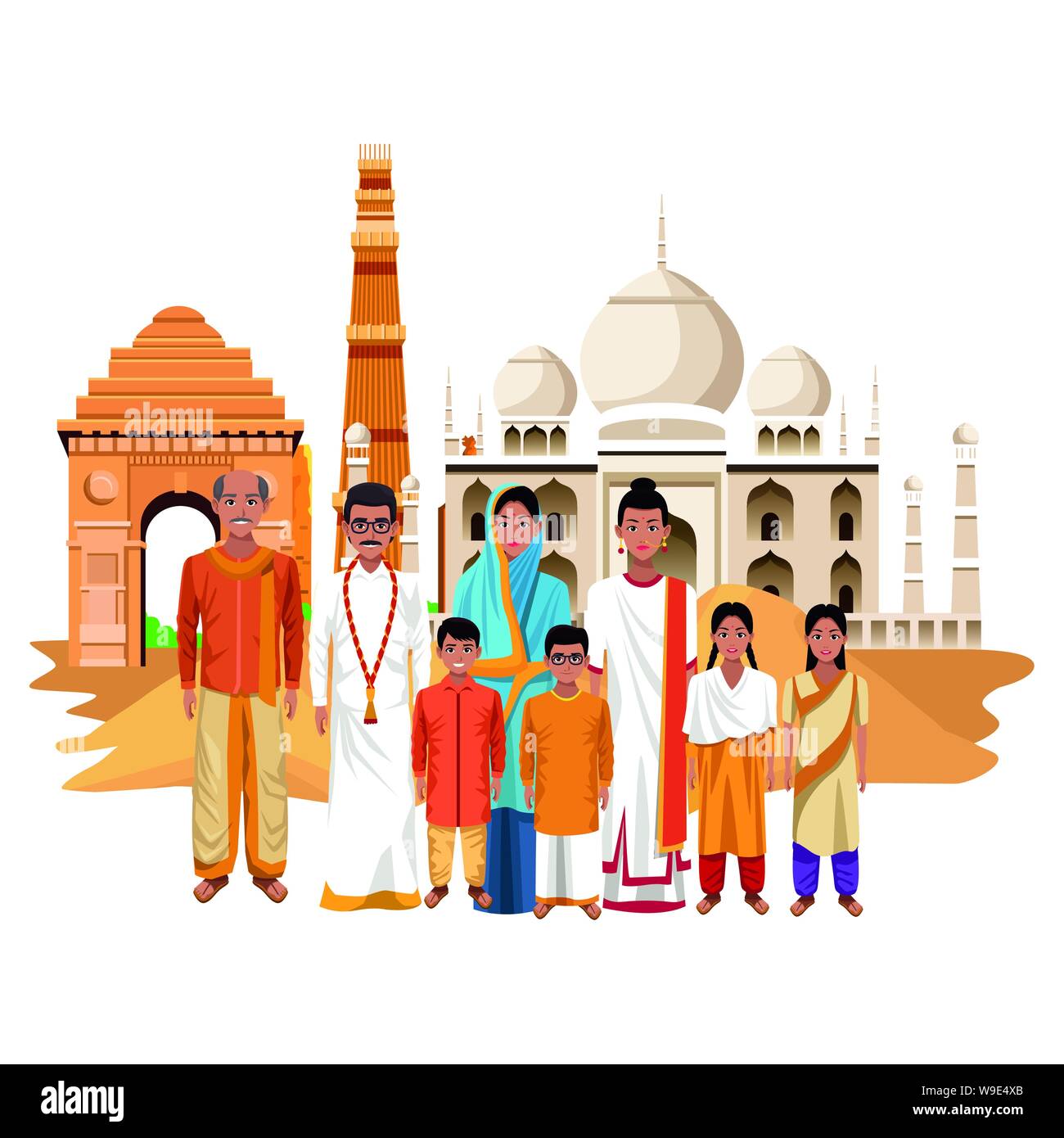 indian family india cartoon Stock Vector Image & Art - Alamy