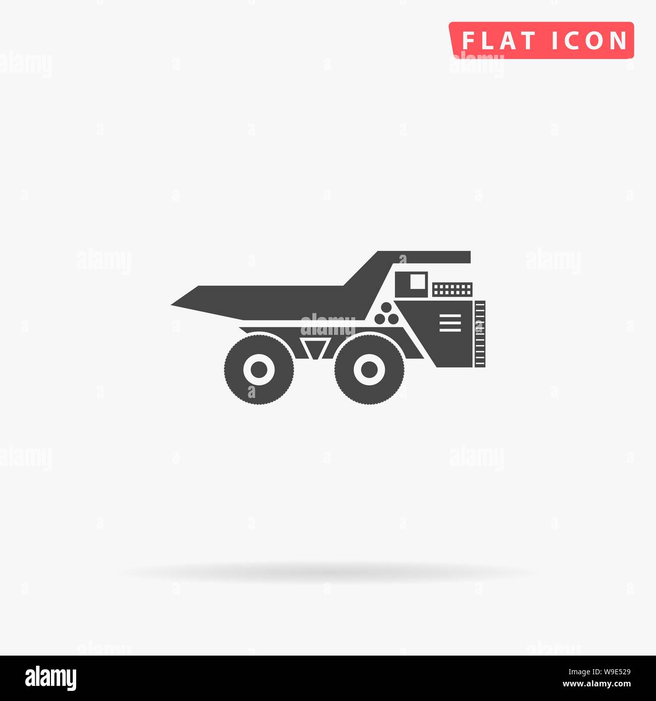 Large mining dumper tipper. Big heavy dump truck. Flat design style ...