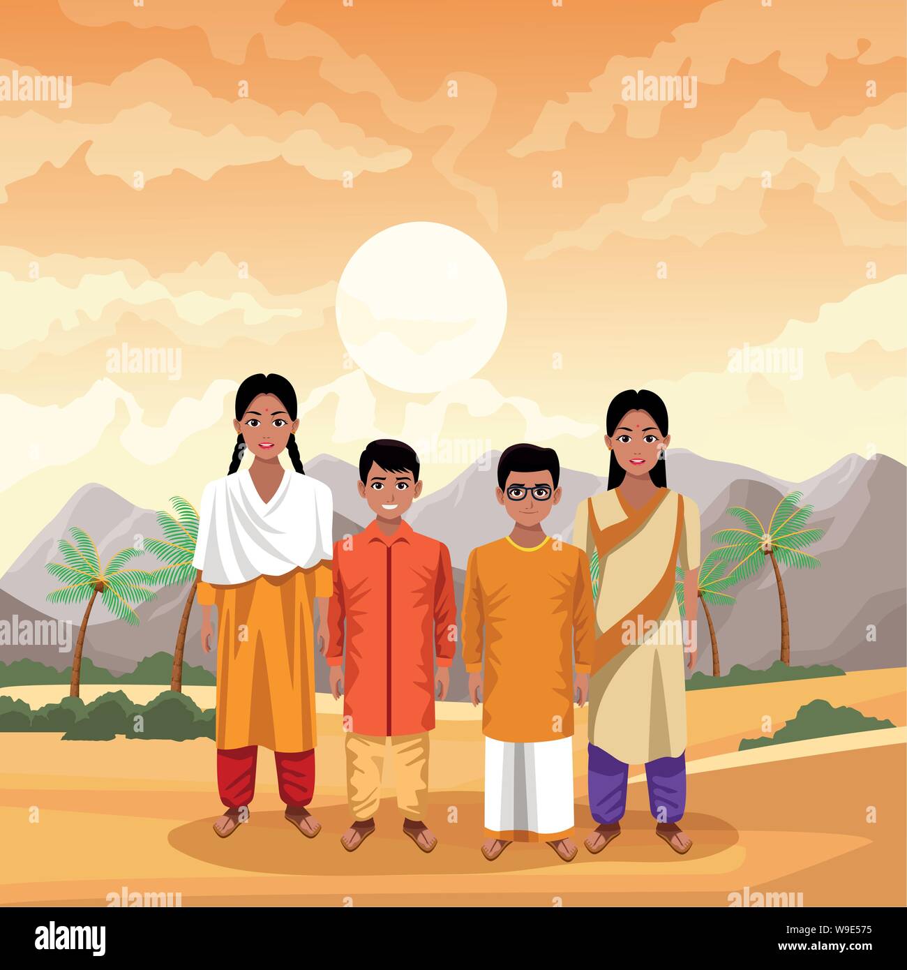 indian family india cartoon Stock Vector Image & Art - Alamy