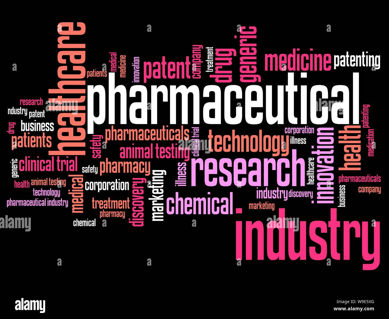 Pharmaceutical industry and medicine word cloud illustration. Word ...