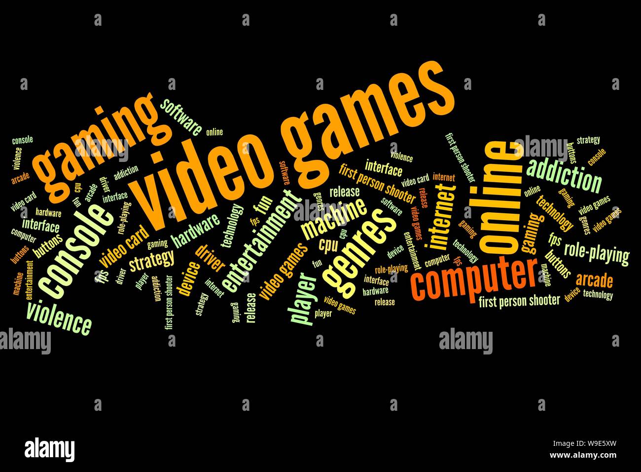 Video games concepts word cloud illustration. Word collage concept ...