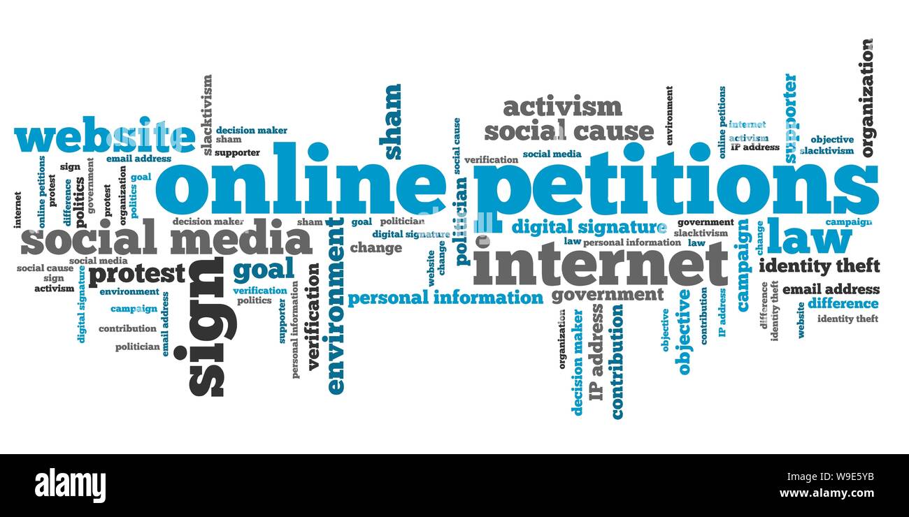 Online petitions issues and concepts word cloud illustration. Word ...