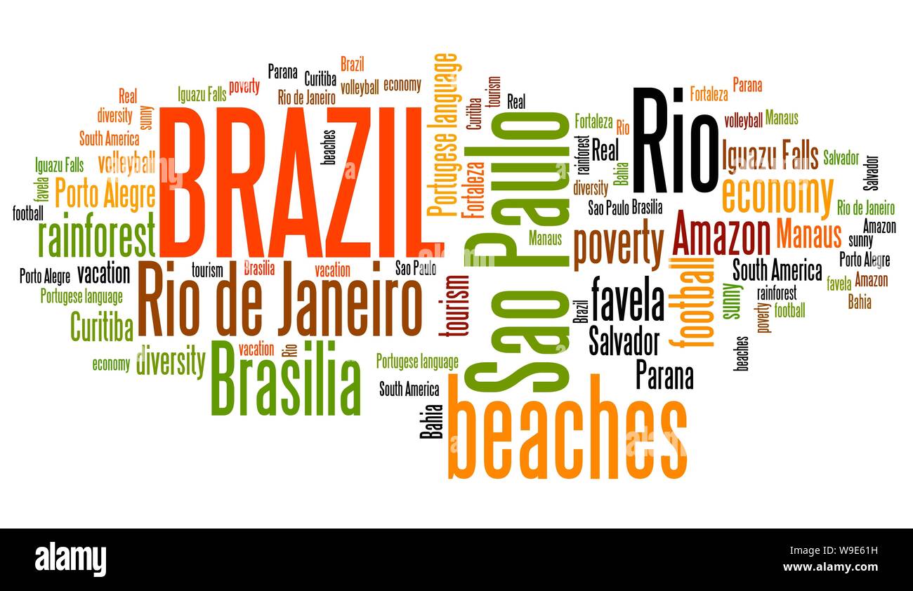 Brazil word cloud illustration. Tag cloud keyword concept Stock Photo ...