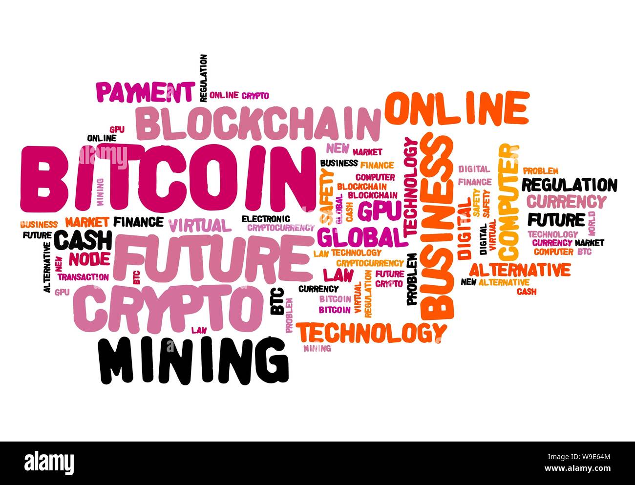 Bitcoin - digital crypto currency concepts. Tag cloud sign Stock Photo ...
