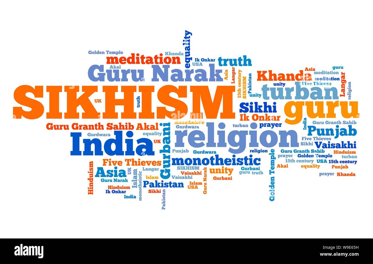 Sikhism - Indian religion. Asian culture. Word cloud sign Stock Photo ...