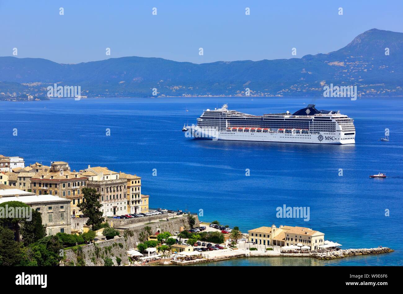 Cruise Ship, MSC Magnifica,heading for the Port of Corfu,in the ionian ...