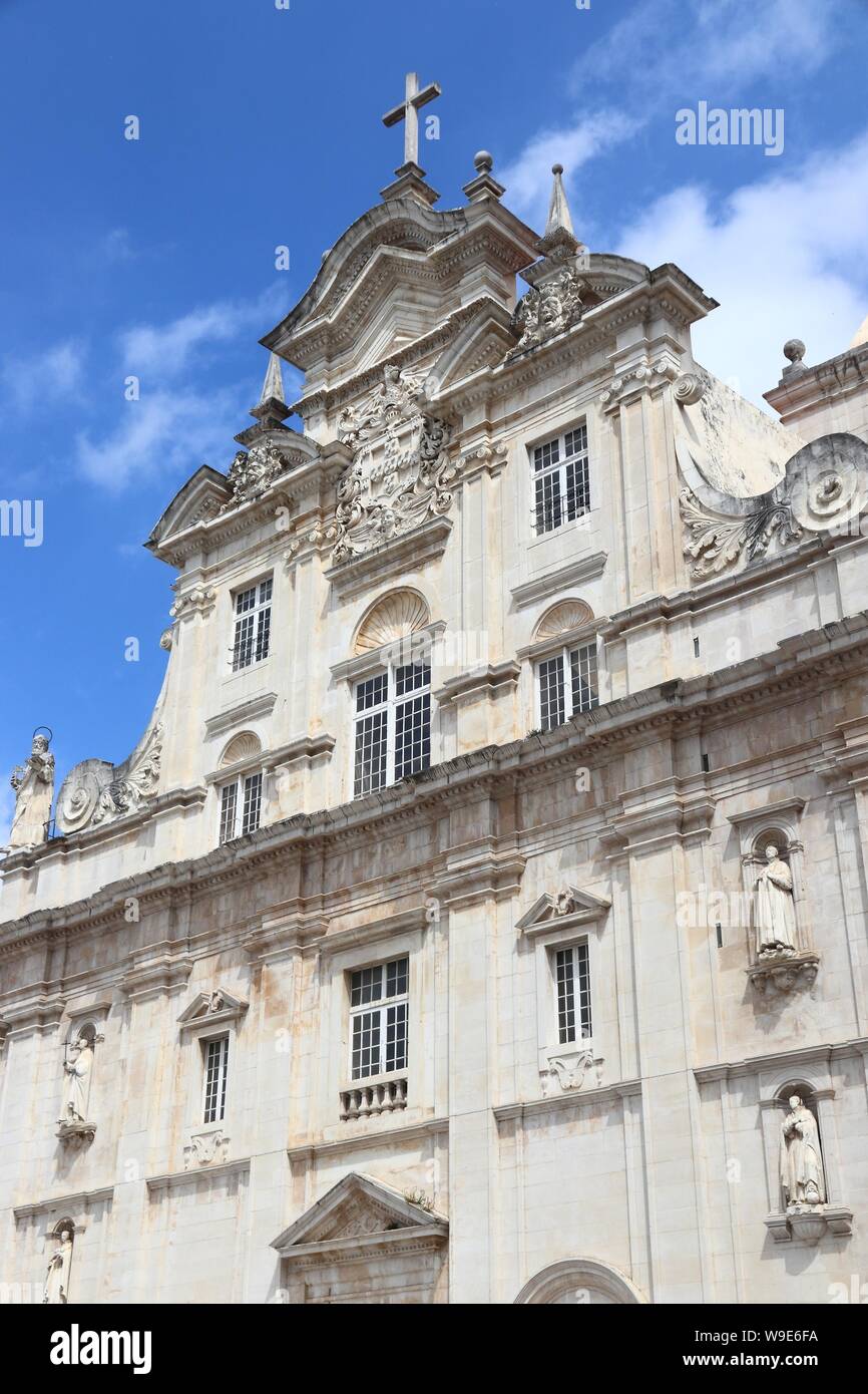 New Cathedral of Coimbra in Portugal. Baroque religious architecture ...