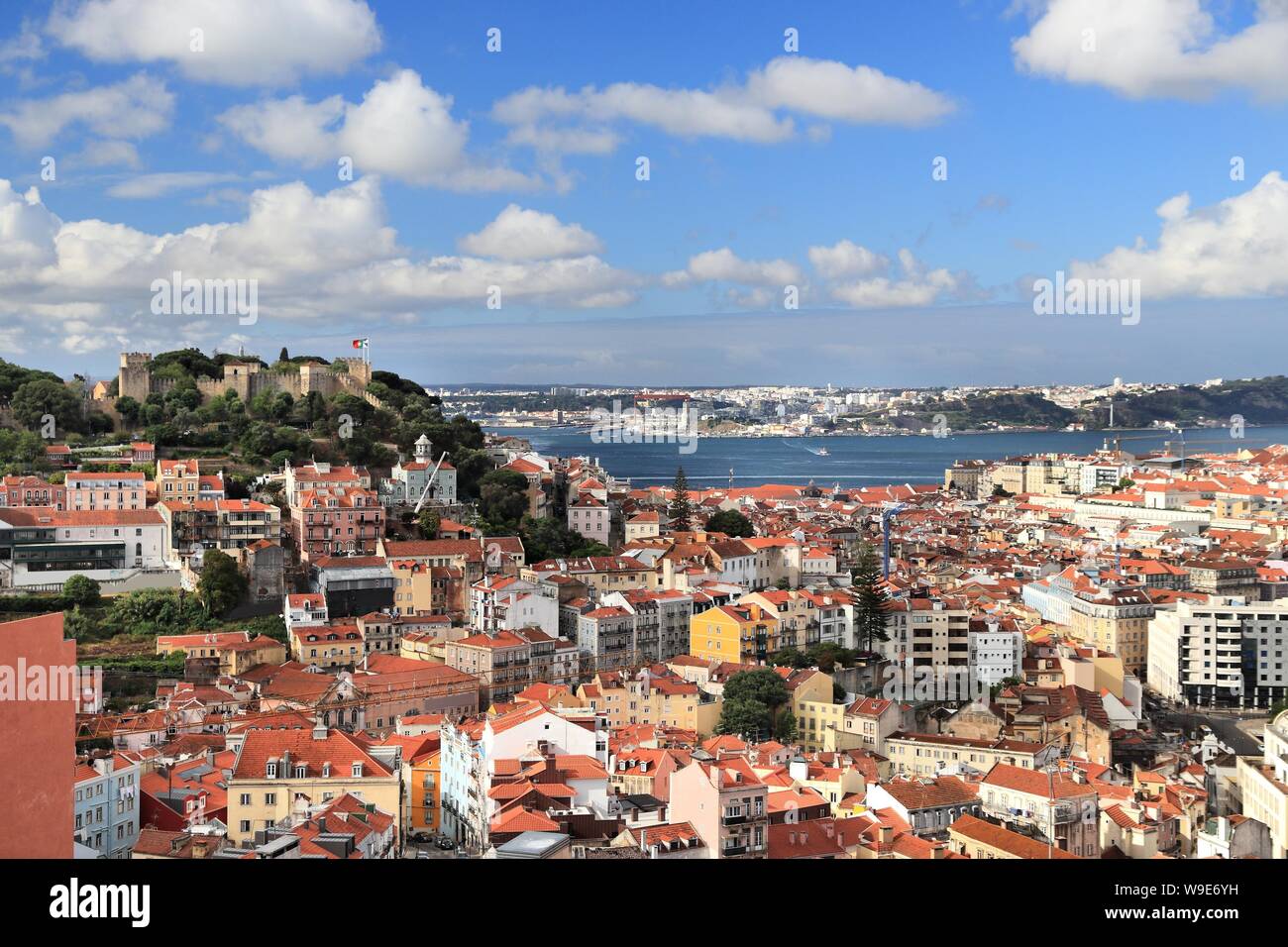Lisbon cityscape in Portugal. City view from a miradouro (viewpoint ...