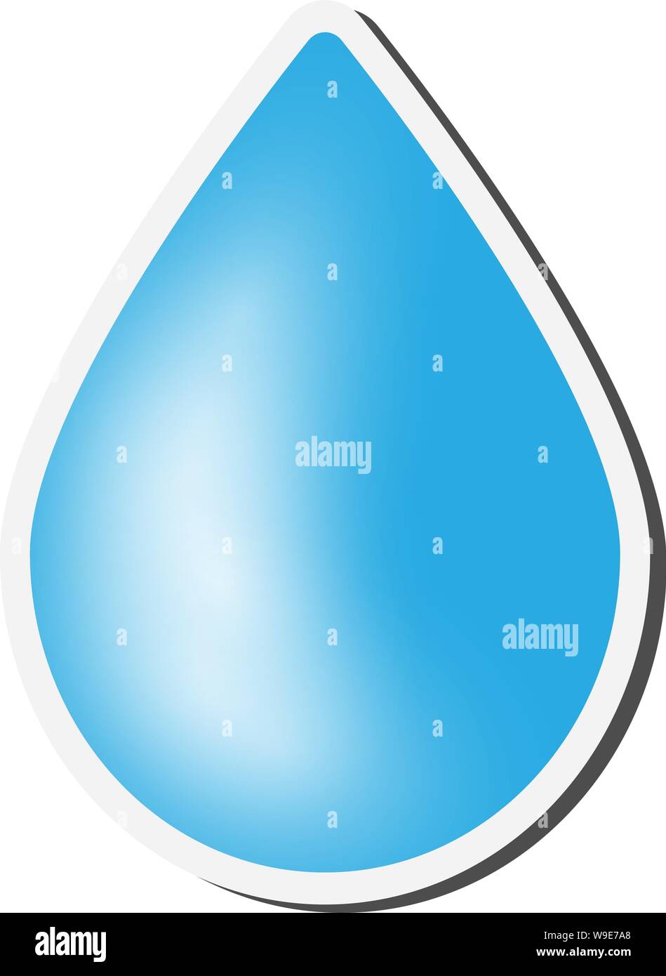 blue waterdrop symbol sticker or badge on white background vector ...