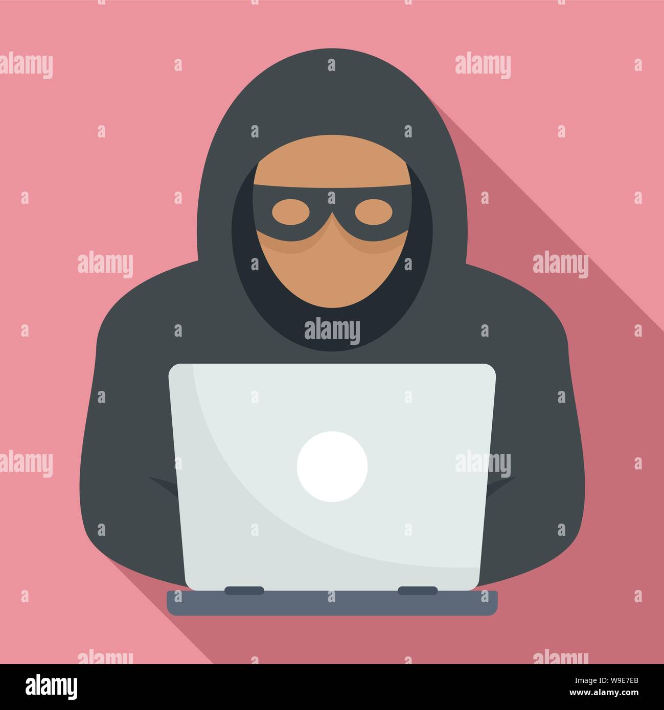 Laptop hacker icon. Flat illustration of laptop hacker vector icon for ...