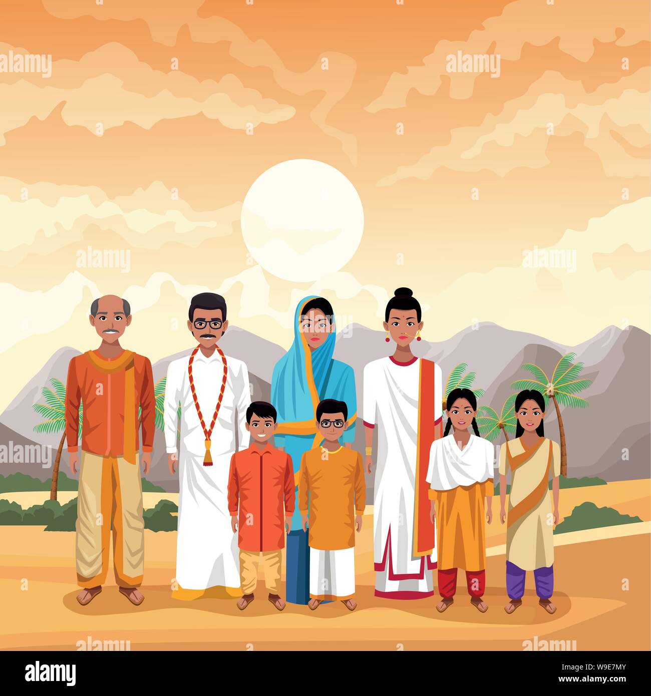 indian family india cartoon Stock Vector Image & Art - Alamy