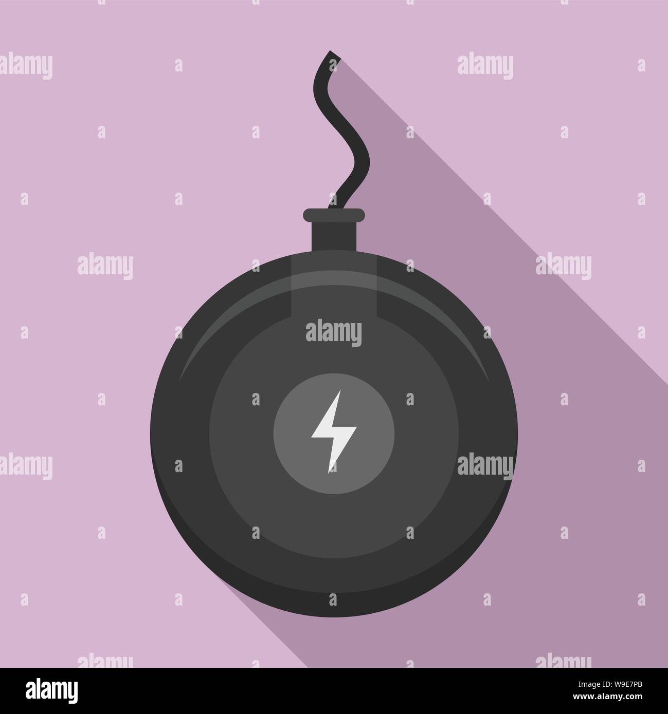 Round wireless charger icon. Flat illustration of round wireless ...