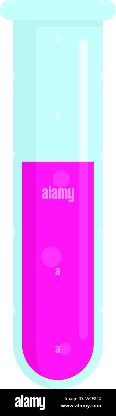 Pink substance test tube icon. Flat illustration of pink substance test ...