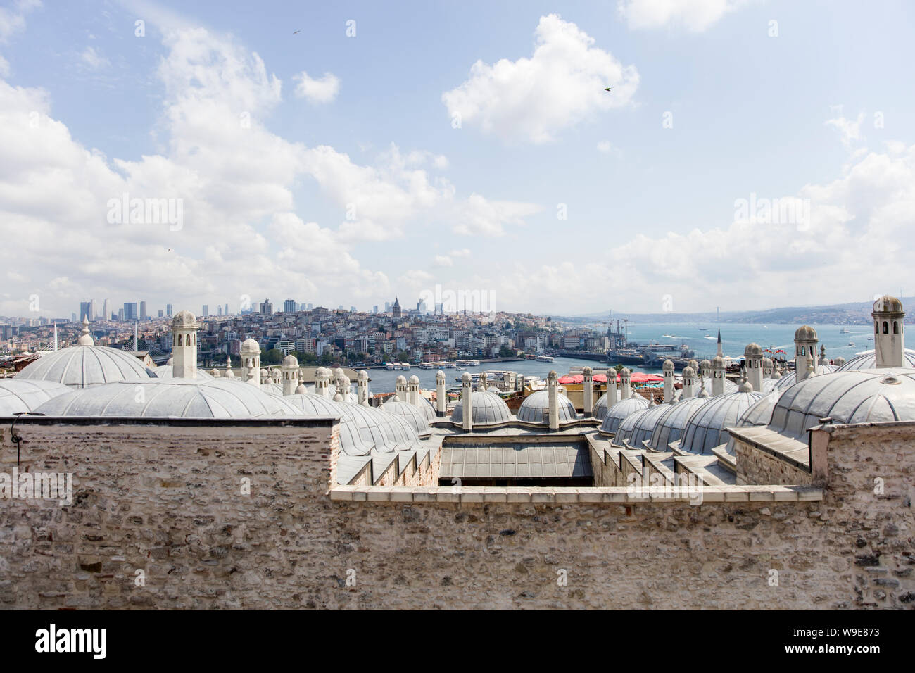 Top view of Istanbul and the roof of the Suleymaniye Mosque in Turkey ...