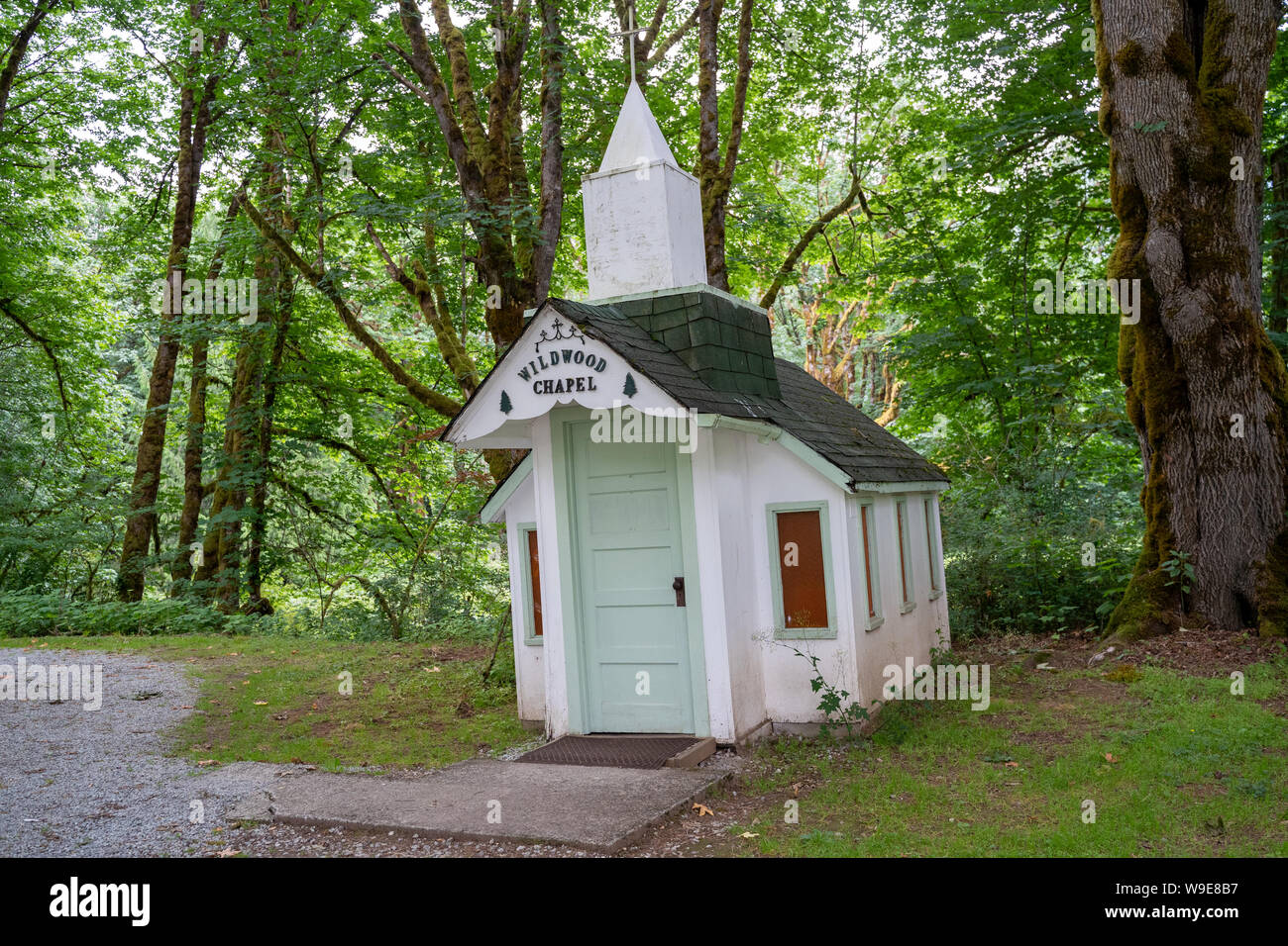 Marblemount, Washington - July 5, 2019: Tiny Wildwood Chapel, located ...