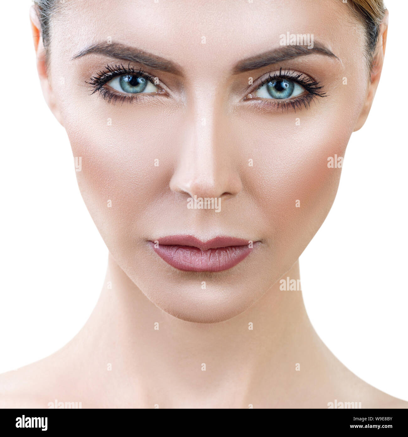 Beautiful adult woman with perfect skin lookin frowning Stock Photo - Alamy