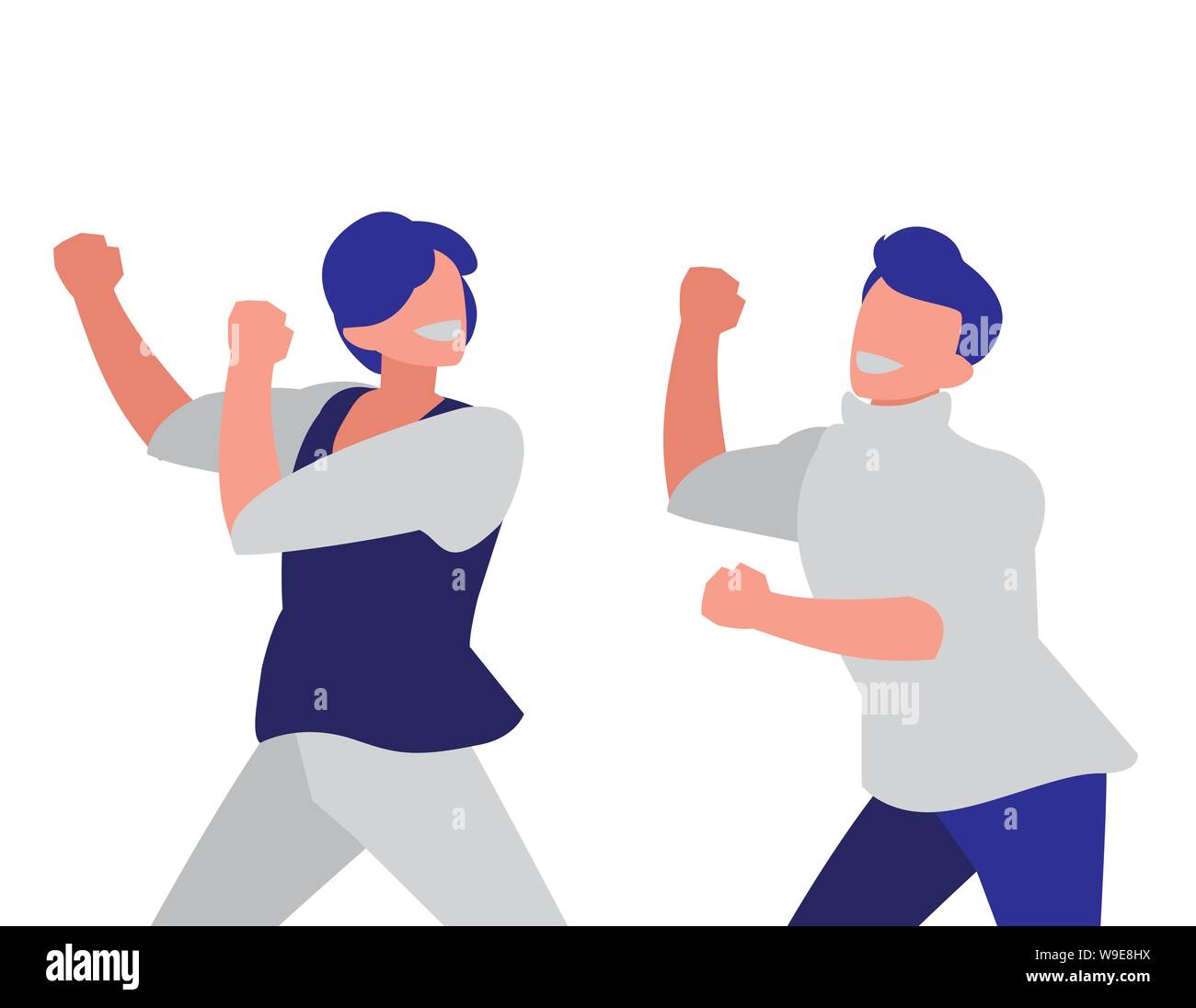 young dancers couple disco style characters vector illustration design ...