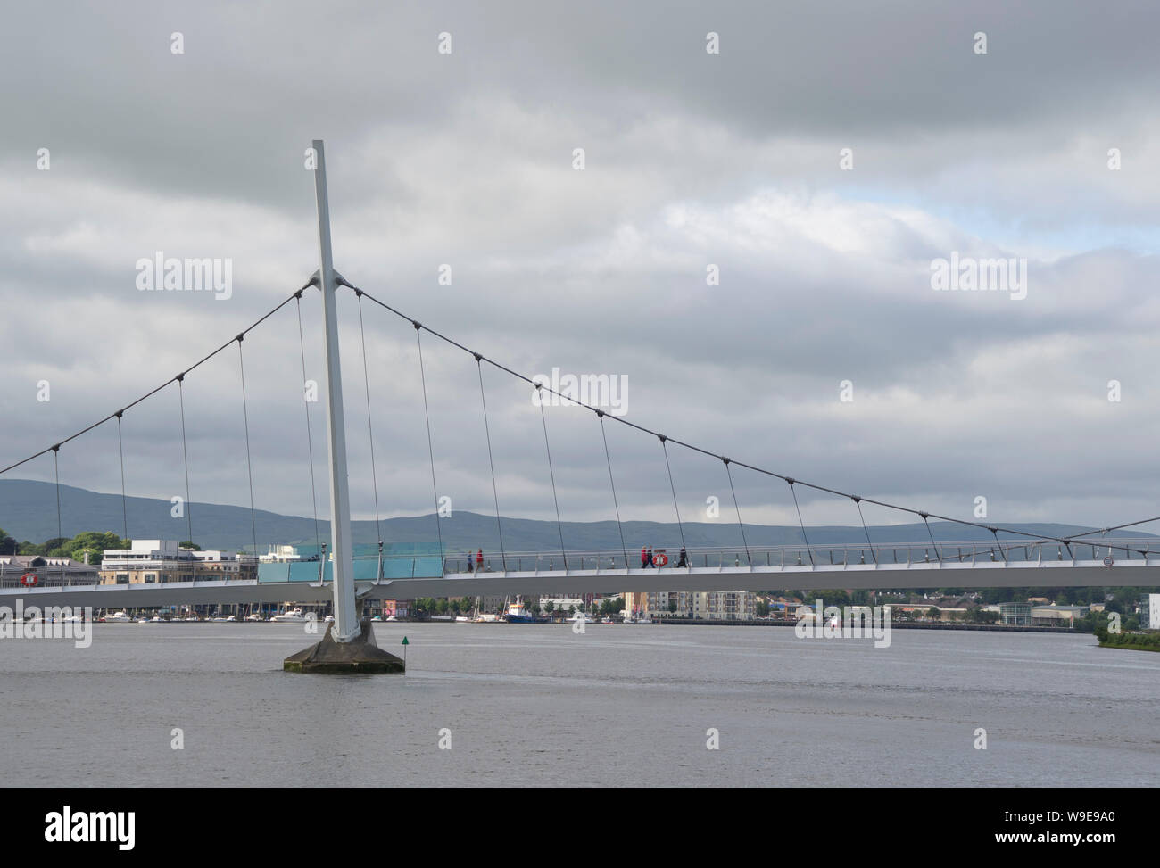 Pedestrian bridge on the river Foyle in Derry,Northern Ireland Stock ...