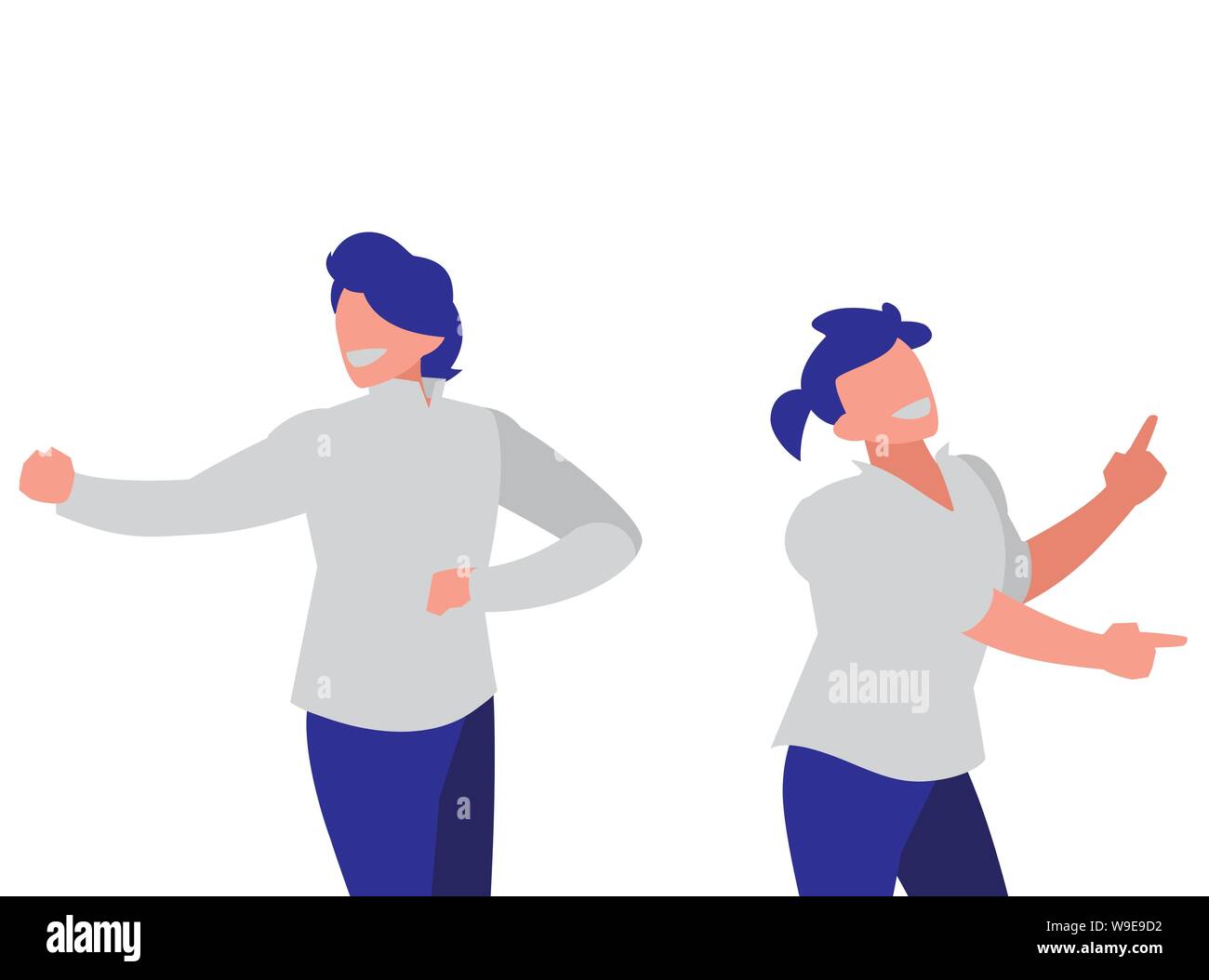 young dancers couple disco style characters vector illustration design ...