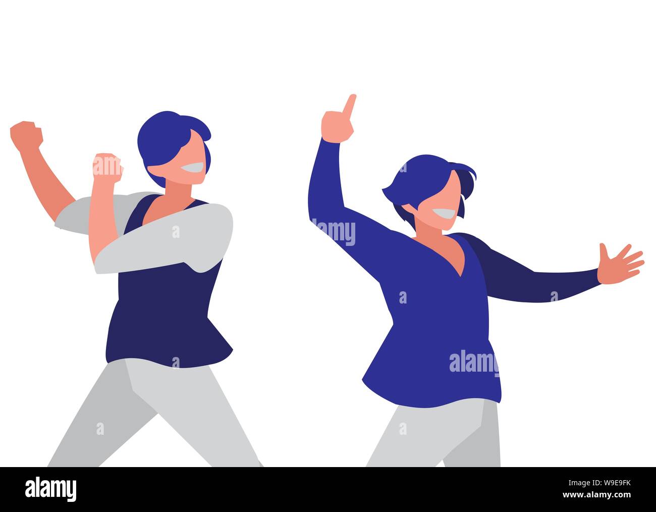 young dancers couple disco style characters vector illustration design ...