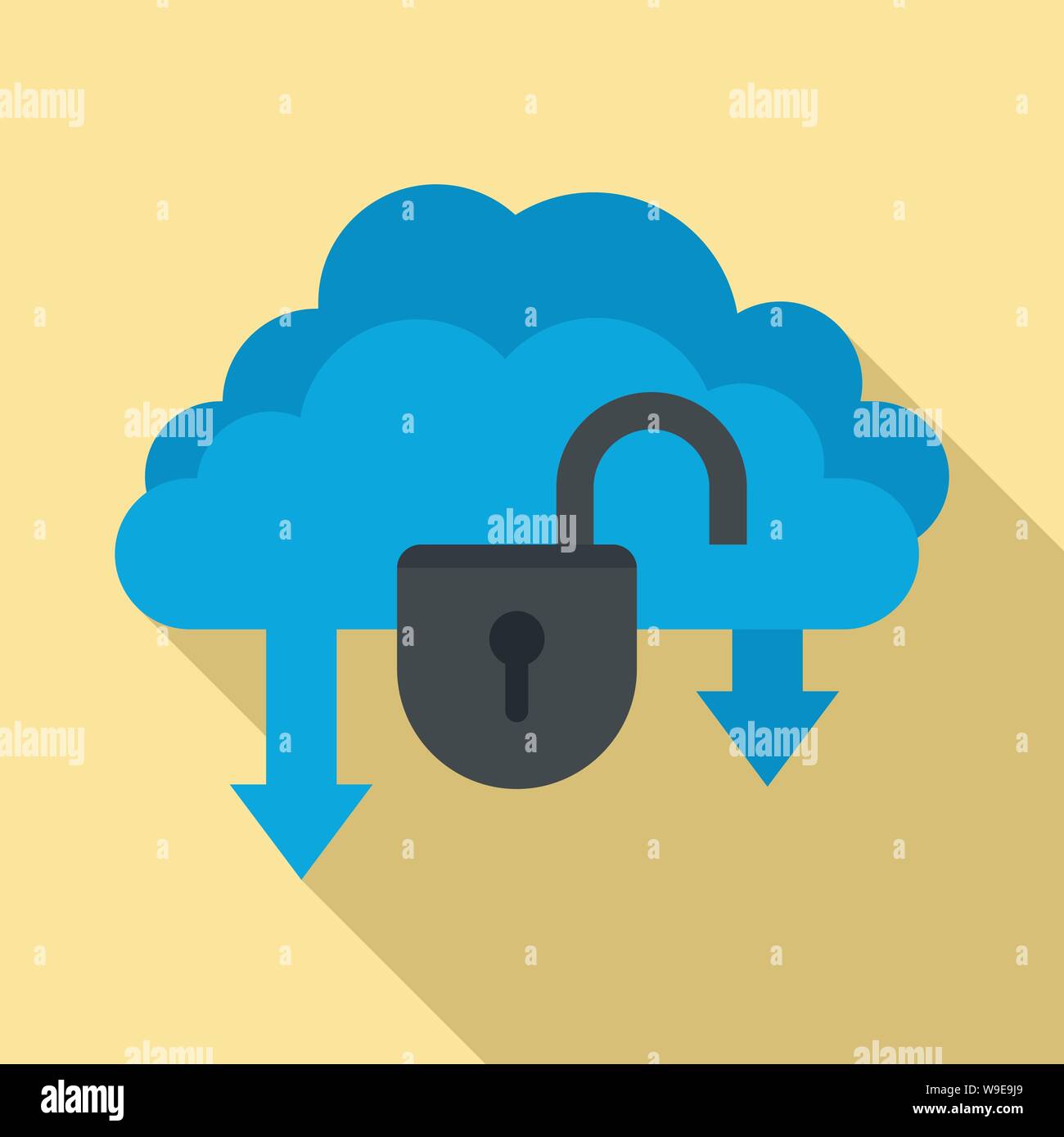 Unlock data cloud icon. Flat illustration of unlock data cloud vector ...