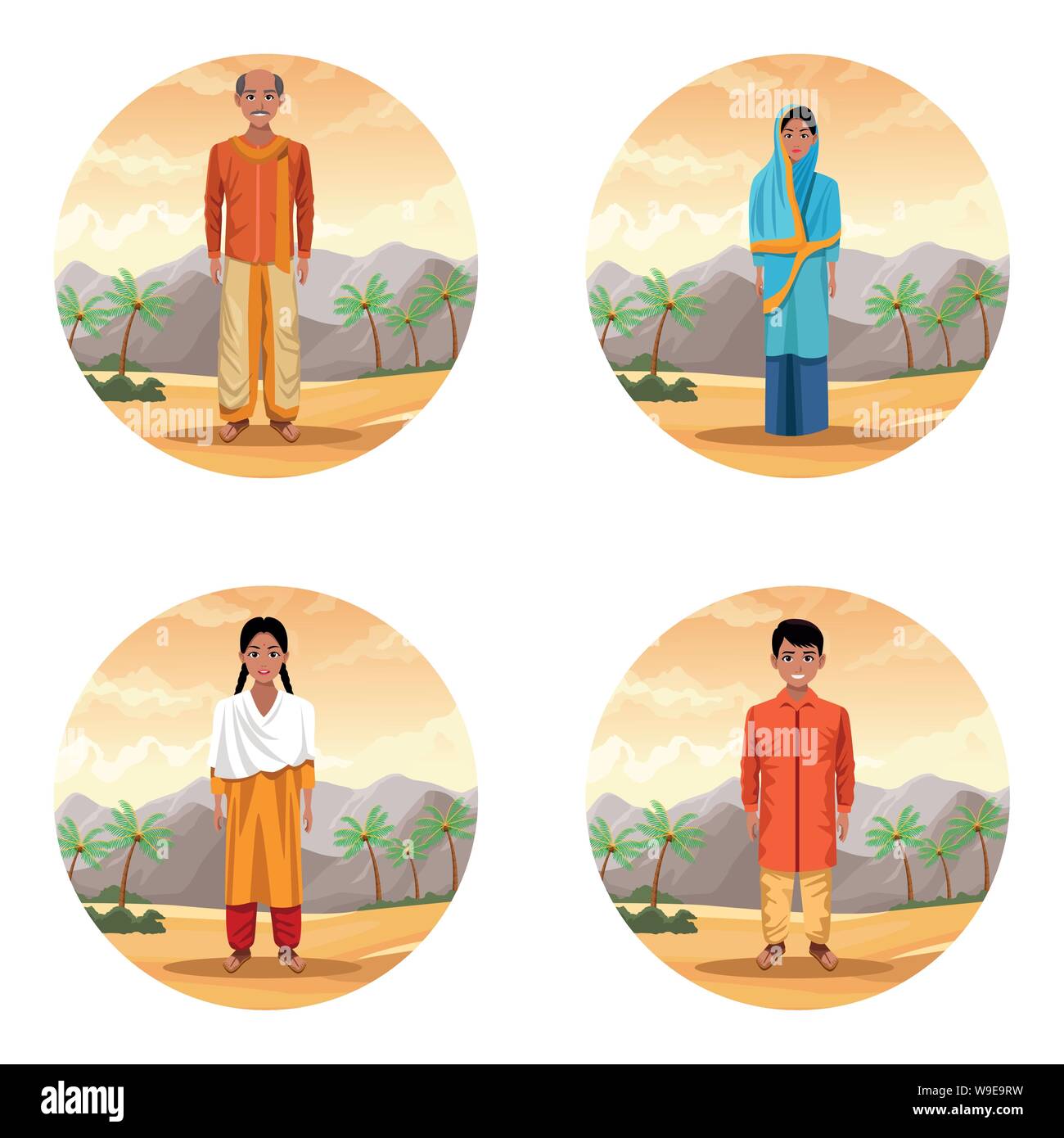 Ethnic indian people in desert cartoon Stock Vector Image & Art - Alamy