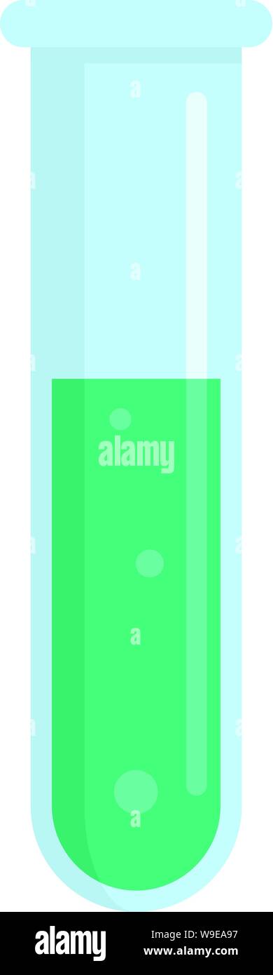 Green test tube icon. Flat illustration of green test tube vector icon ...