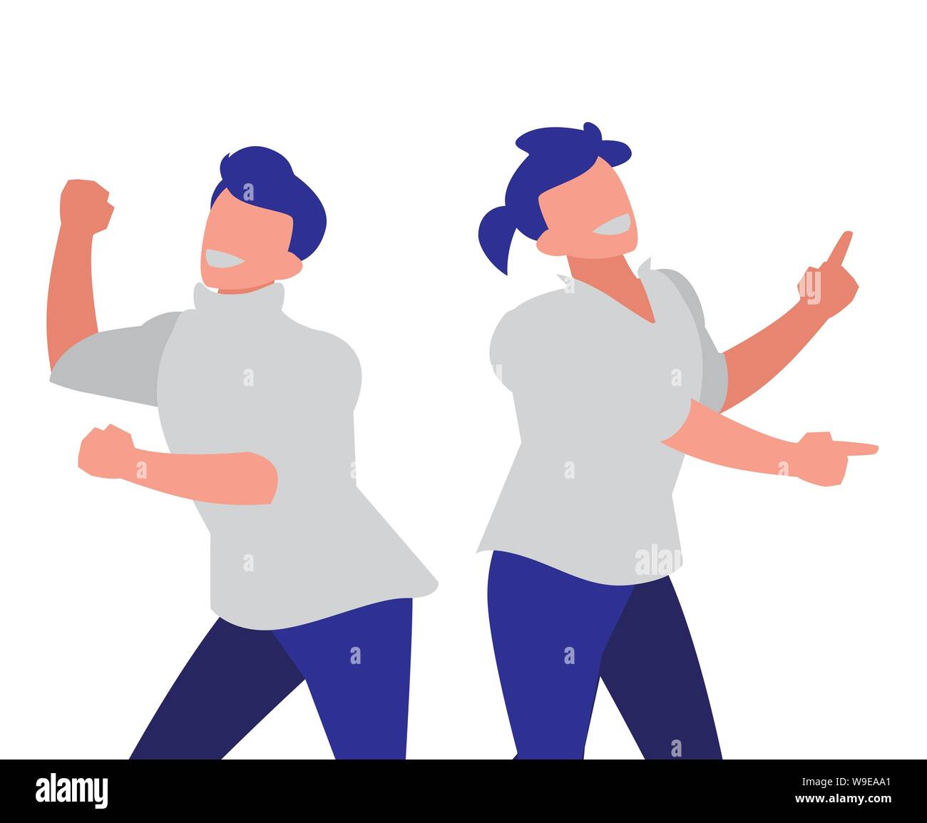 young dancers couple disco style characters vector illustration design ...