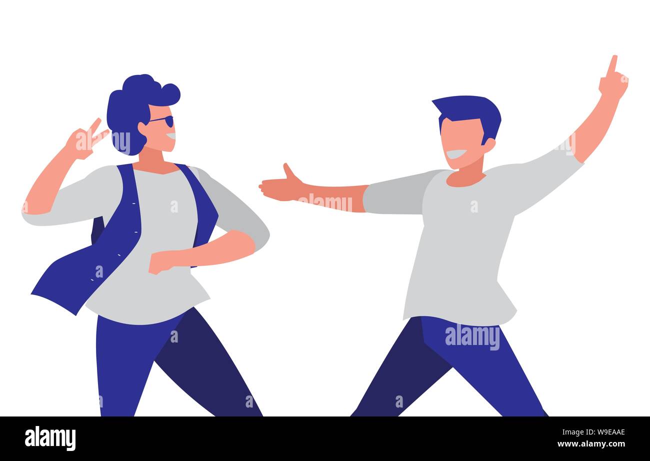young dancers couple disco style characters vector illustration design ...